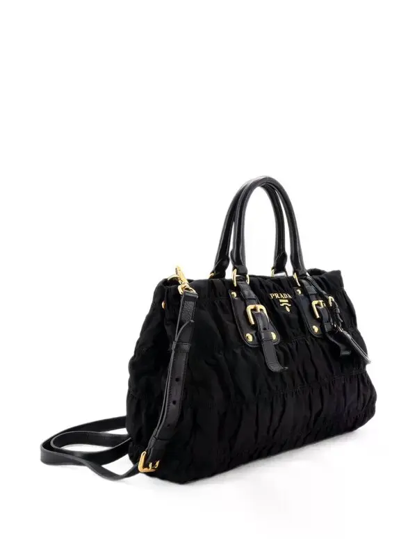 Prada Gaufre Convertible Leather And Tessuto Large Tote Bag