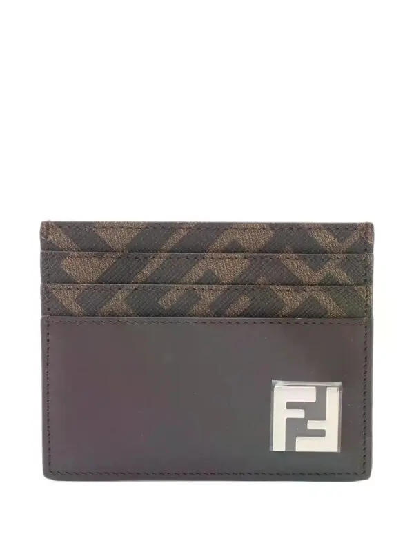 Fendi 2020s Ff Logo-plaque Card Case - Brown