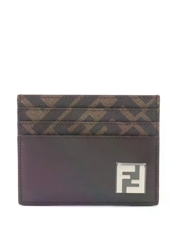 Fendi 2020s Ff Logo-plaque Card Case - Brown