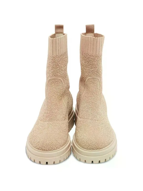 GIANVITO ROSSI Martis Ribbed Combat Boots - Neutrals