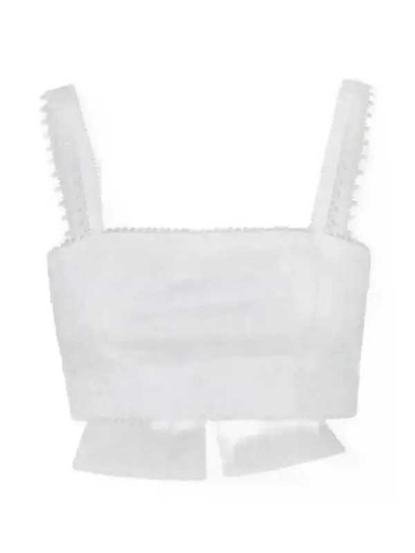 Waimari Lace-trim Cropped Top - White