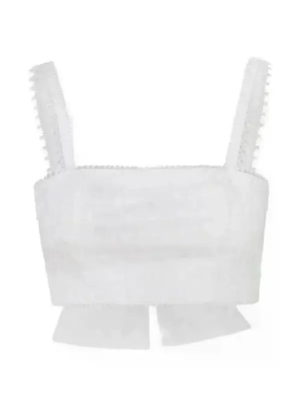 Waimari Lace-trim Cropped Top - White