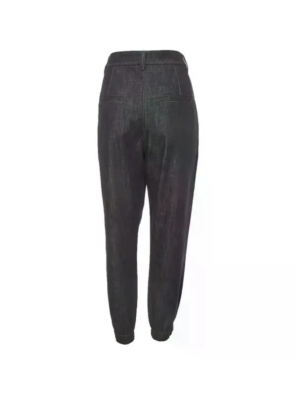 Brunello Cucinelli Dark Wash Cotton Pleated Jogger Jeans - Blue