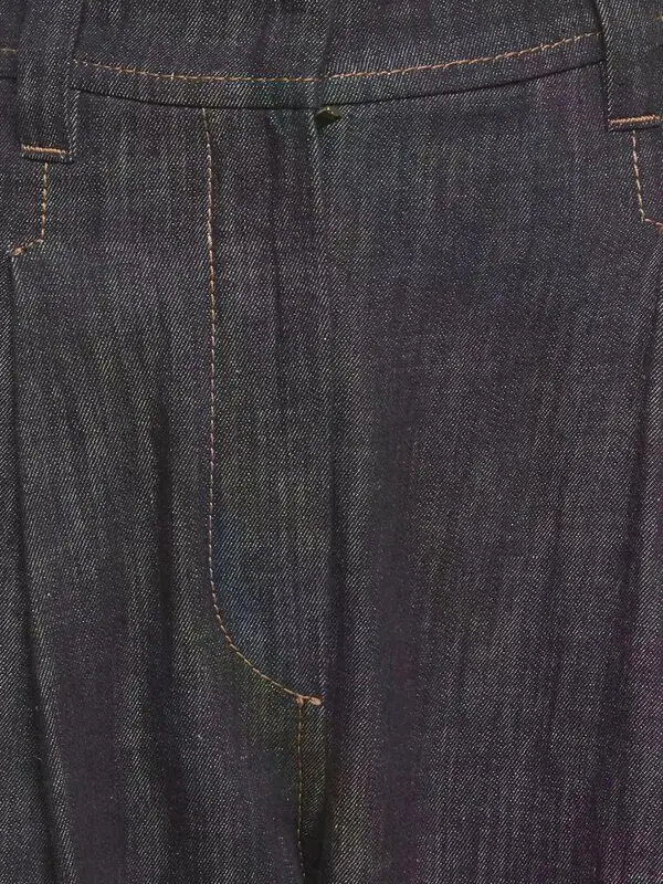 Brunello Cucinelli Dark Wash Cotton Pleated Jogger Jeans - Blue