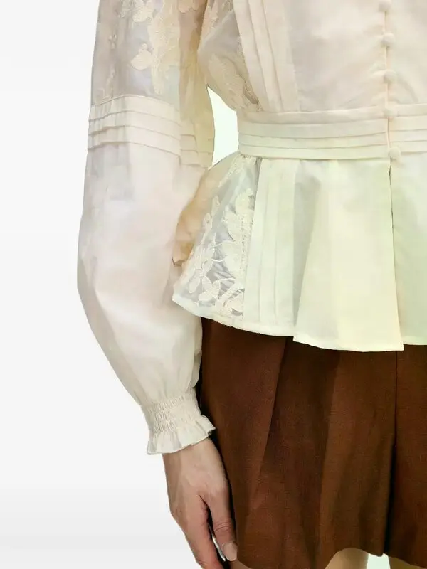 SILVIAN HEACH Lace-panelled Pleated Blouse