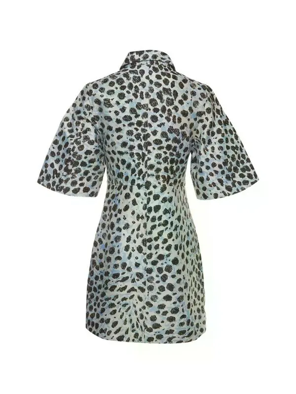 GANNI Leopard-print Collared Mini Dress