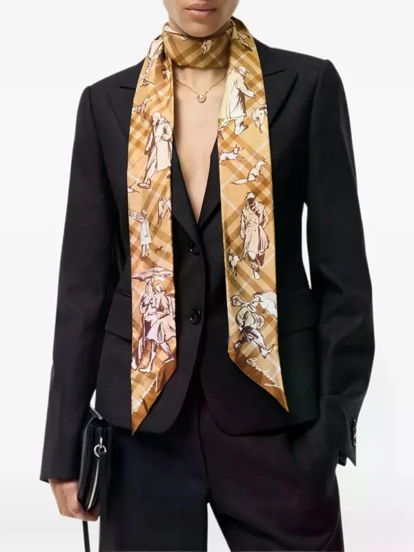 Burberry Skinny Check Mates Silk Scarf