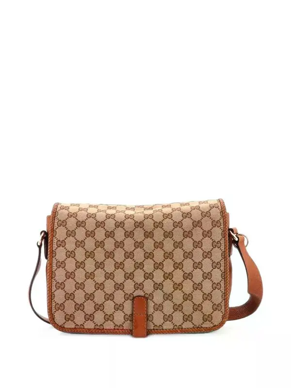 Gucci Marrakech Messenger Bag Gg Canvas With Leather Medium Crossbody Bag - Brown