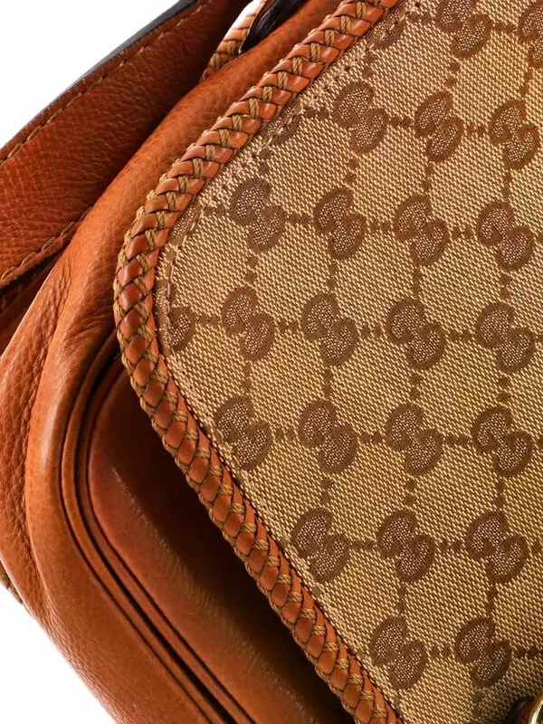 Gucci Marrakech Messenger Bag Gg Canvas With Leather Medium Crossbody Bag