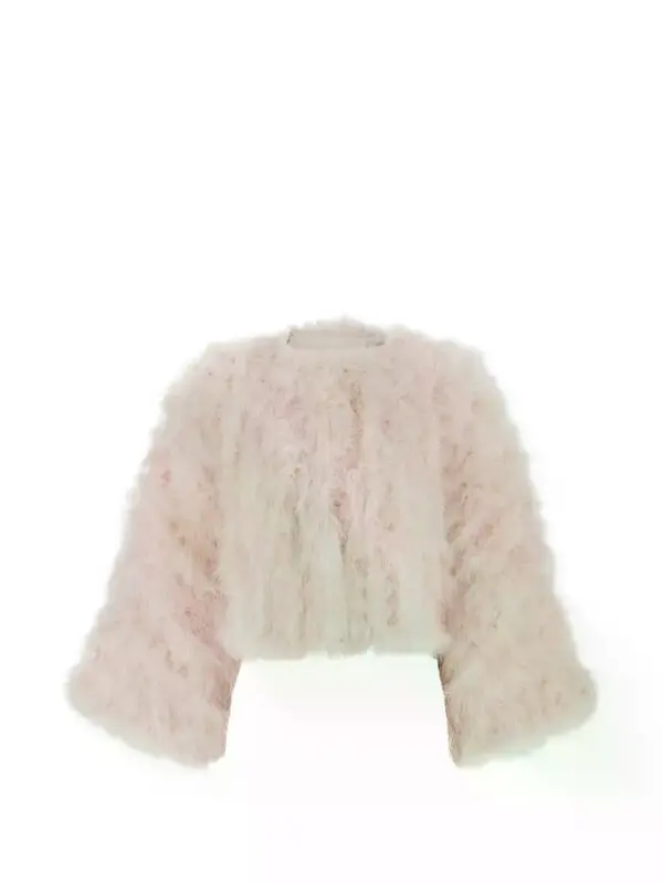 YVES SALOMON Faux-fur Cropped Cape - Pink