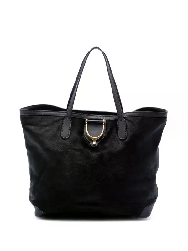 Gucci Pony Hair Stirrup Tote Bag - Black