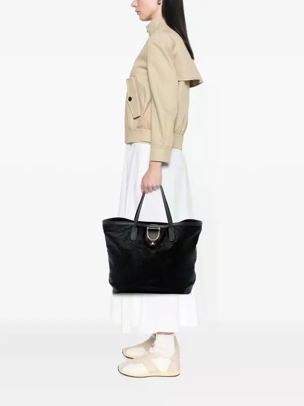 Gucci Pony Hair Stirrup Tote Bag - Black