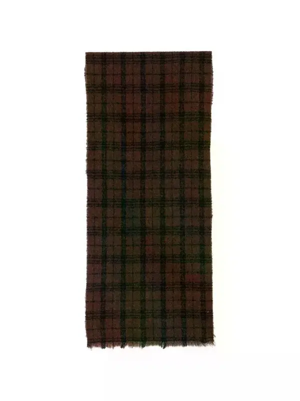 Destin Check-pattern Fringed Scarf - Brown