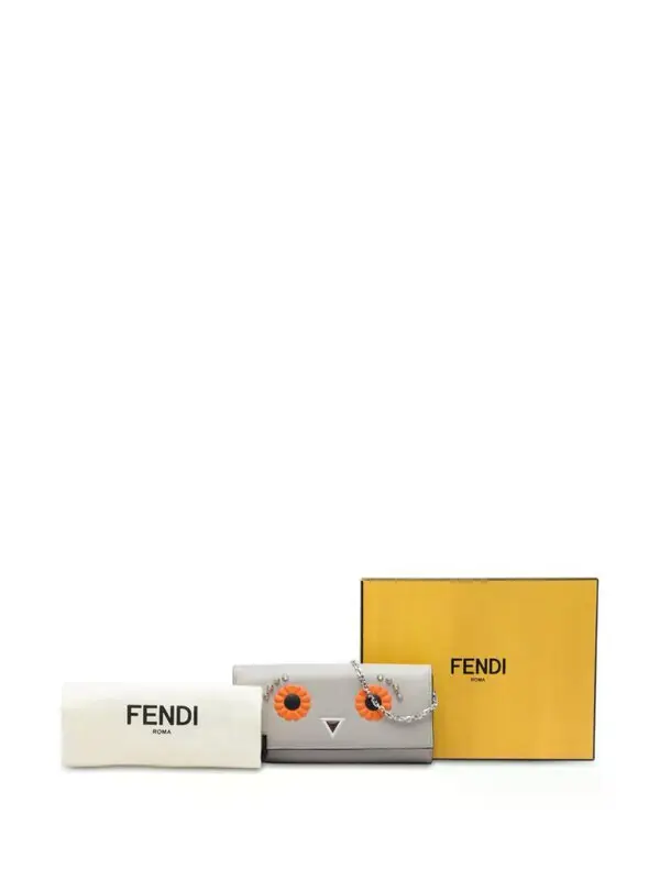 Fendi 2010-2026 Leather Studded Faces Wallet On Chain Crossbody Bag