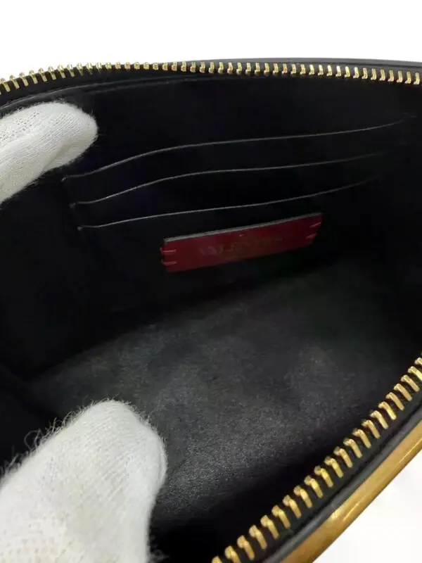 Valentino Garavani Calfskin Vlogo Cosmetic Pouch - Black