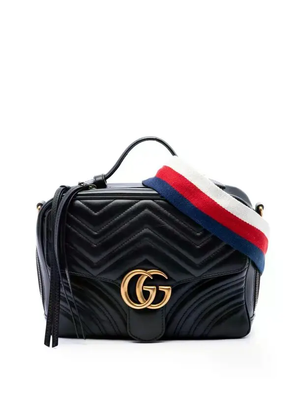 Gucci 2016-2026 Small Gg Marmont Matelasse Calfskin Top Handle Satchel - Black