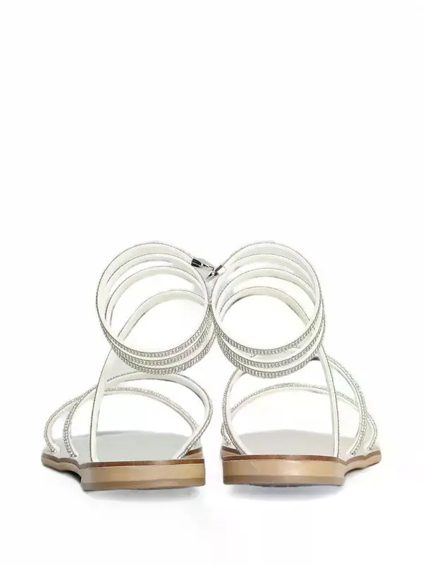 NICOLAS LAINAS Crystal-embellished Spiral-strap Flat Sandals