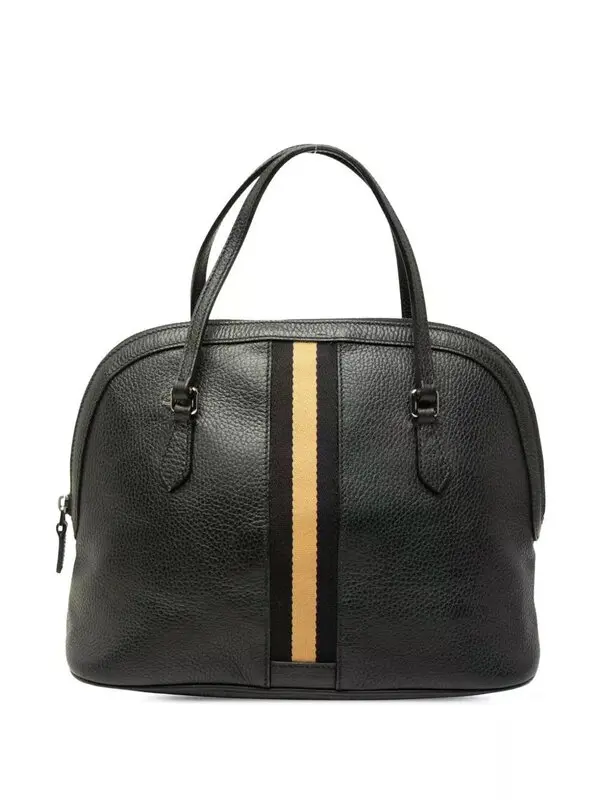 Gucci 2000-2015 Medium Calfskin Web Dome Satchel - Black