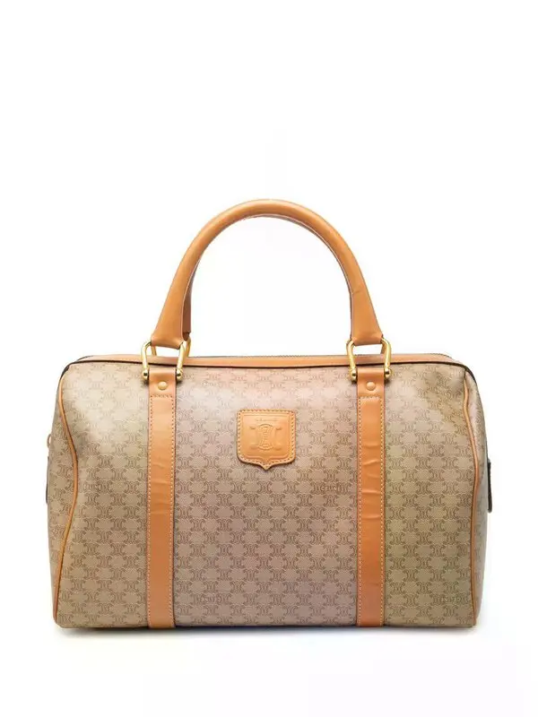 Celine 2012 Macadam Coated Canvas Boston Bag - Neutrals
