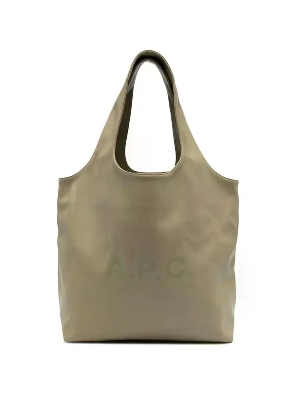 A.p.c. Logo-print Leather Tote Bag - Neutrals