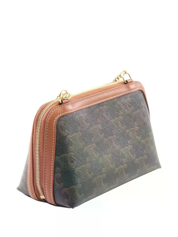 Celine 2000-2026 Triomphe Coated Canvas Clutch On Chain Crossbody Bag