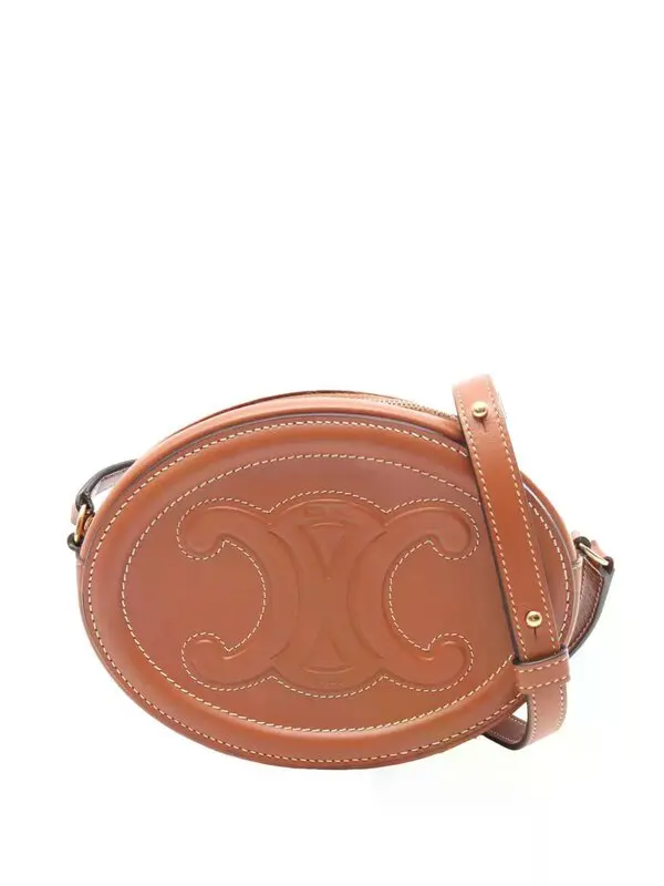 Celine 2000-2026 Small Calfskin Cuir Triomphe Oval Crossbody Bag - Brown