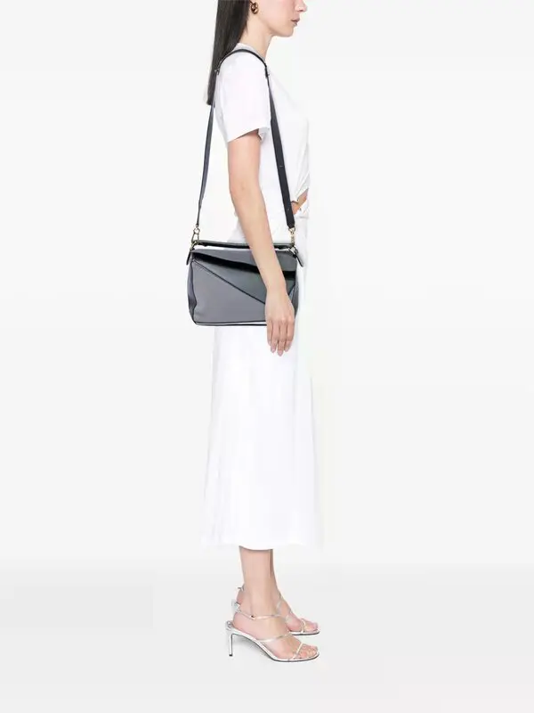 Loewe 2005-2015 Medium Tricolor Calfskin Puzzle Satchel - Grey