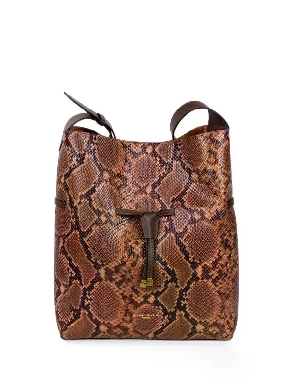 GIANNI CHIARINI Large Sienna Animal-print Drawstring Shoulder Bag - Brown