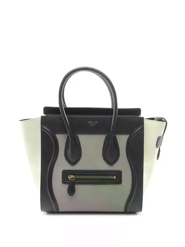 Celine 2000-2026 Micro Tricolor Leather Luggage Tote Handbag - Grey