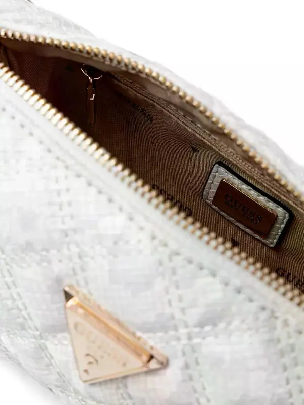 Guess Giully Snakeskin-effect Quilted Cross Body Bag - White