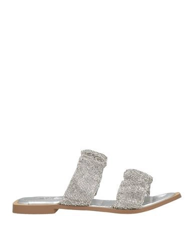 TOSCA BLU Embellished Leather Sandals With Crystals - Silver