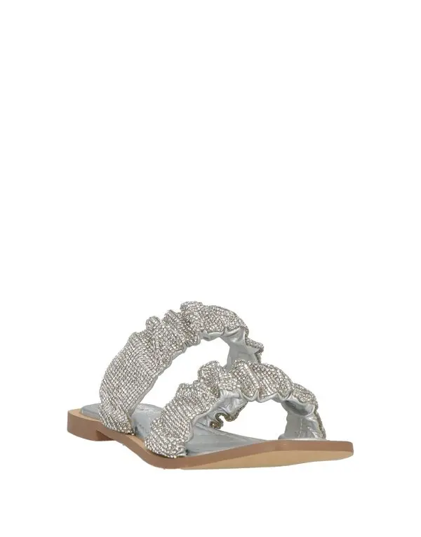 TOSCA BLU Embellished Leather Sandals With Crystals - Silver