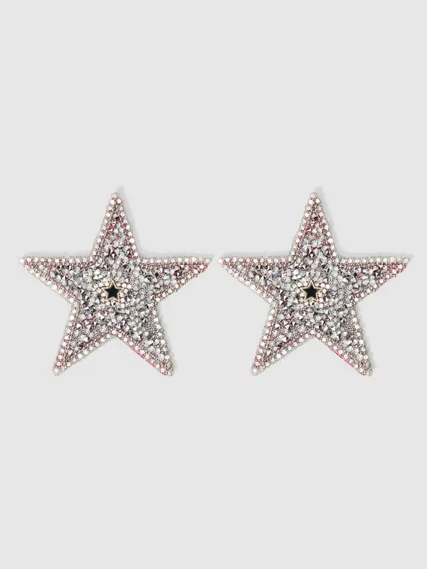 Frederick's Of Hollywood Ziggy Rhinestone & Sequin Star Pasties - Silver