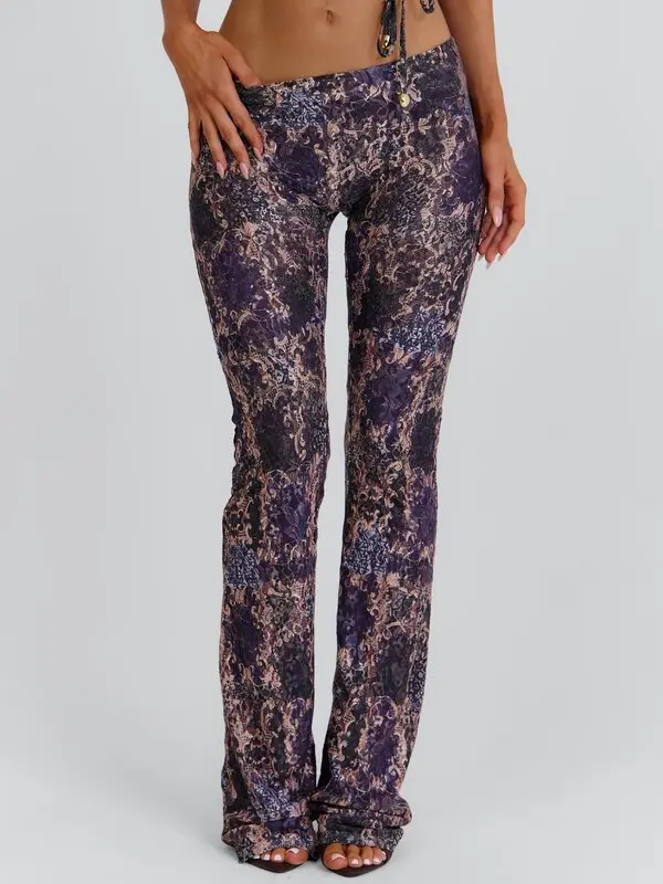 OUTCAST Printed Lace Flare Trousers