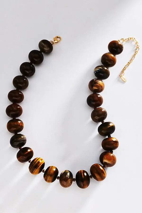 Anthropologie Waverly Beaded Necklace - Brown