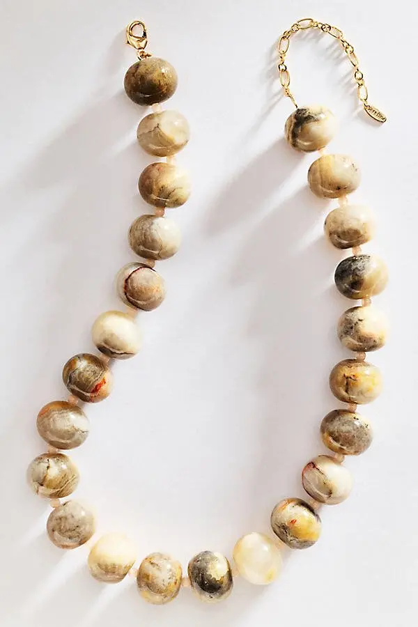 Anthropologie Waverly Beaded Necklace - Neutral Pattern