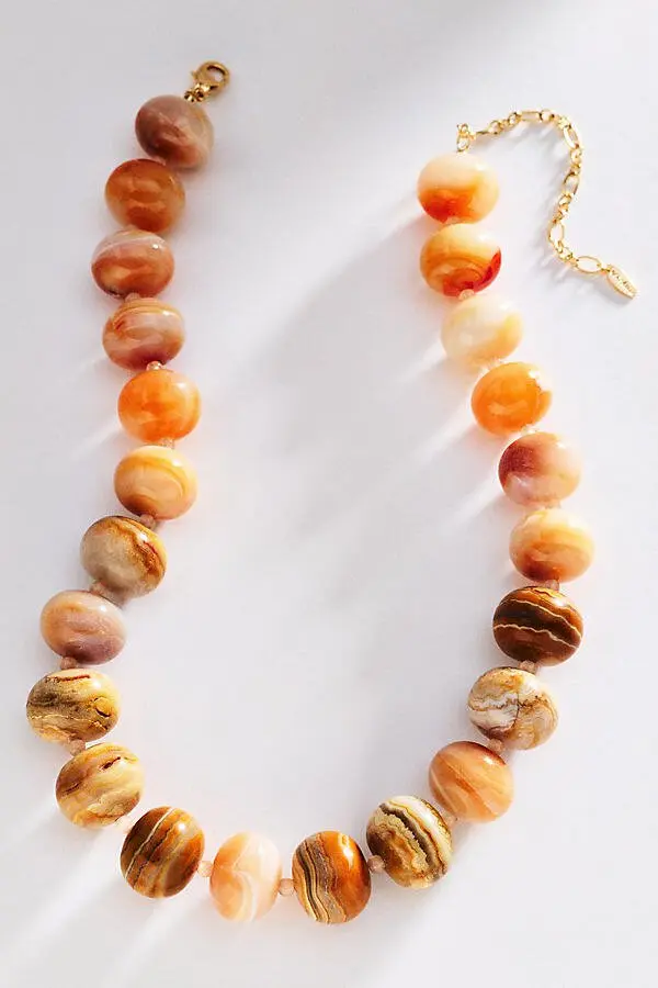 Anthropologie Waverly Beaded Necklace - Orange