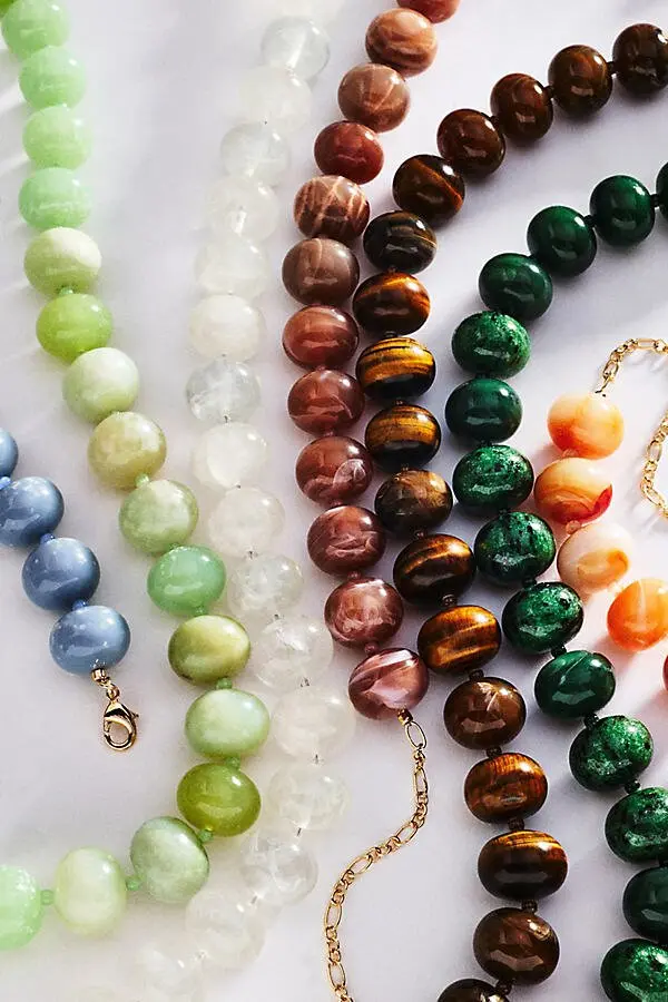 Anthropologie Waverly Beaded Necklace - Orange