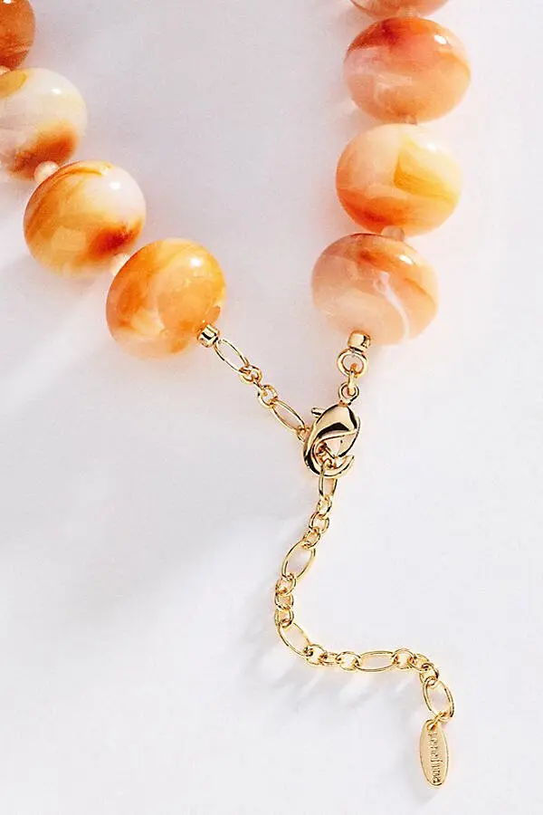 Anthropologie Waverly Beaded Necklace - Orange
