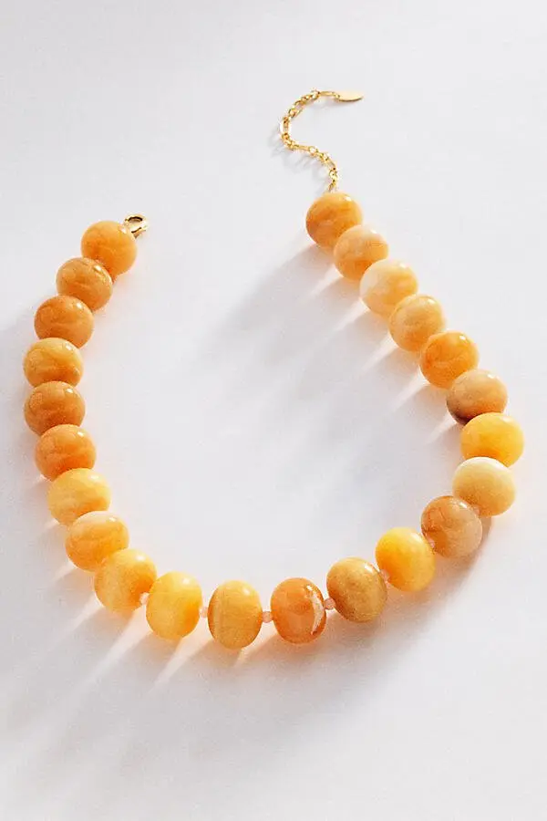 Anthropologie Waverly Beaded Necklace - Peach