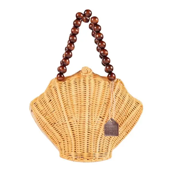 JELAVU Neutrals Shelie Woodbead Crossbody Bag