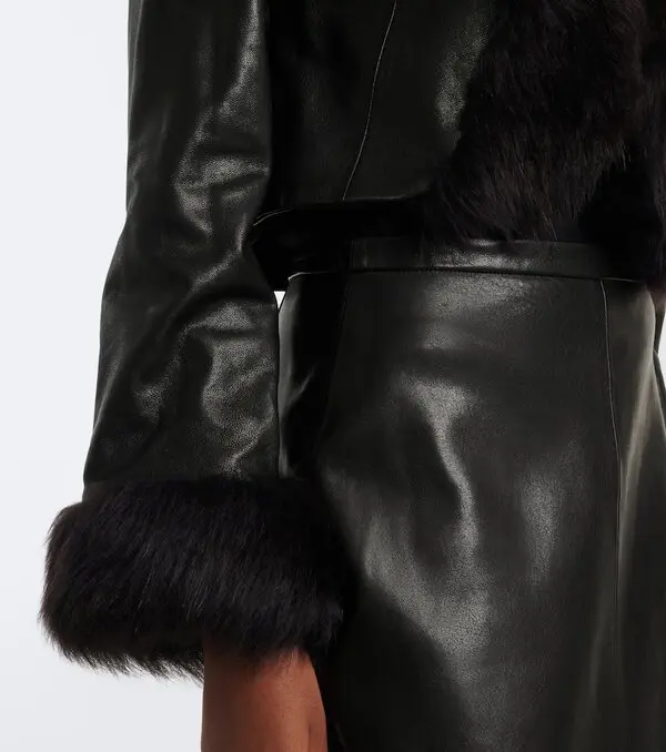 Nour Hammour Sofie Shearling-trimmed Leather Jacket