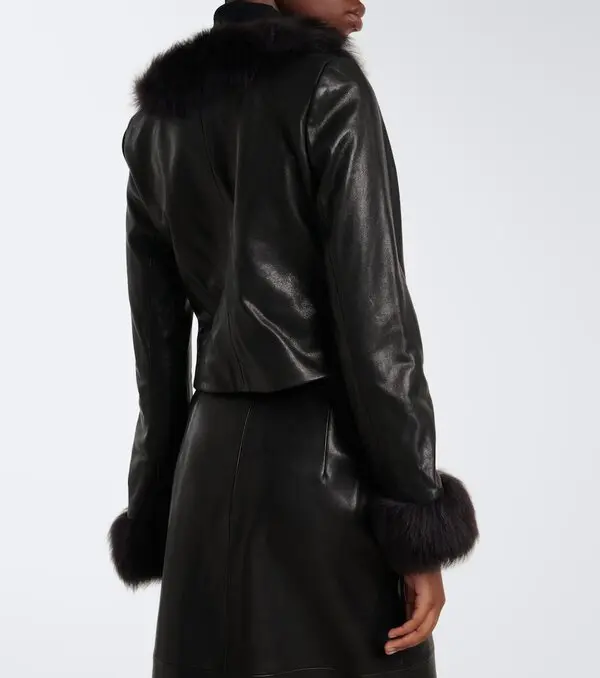 Nour Hammour Sofie Shearling-trimmed Leather Jacket