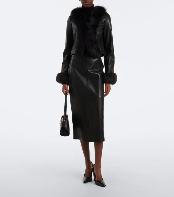 Nour Hammour Sofie Shearling-trimmed Leather Jacket
