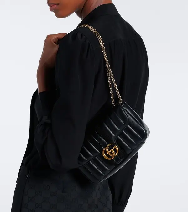Gucci Jetset Gg Marmont Small Shoulder Bag - Black