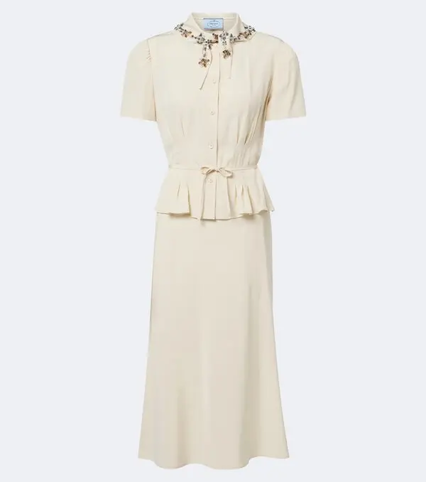 Prada Embellished Silk Crêpe Midi Dress