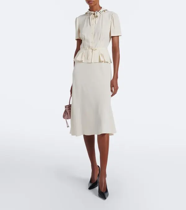 Prada Embellished Silk Crêpe Midi Dress