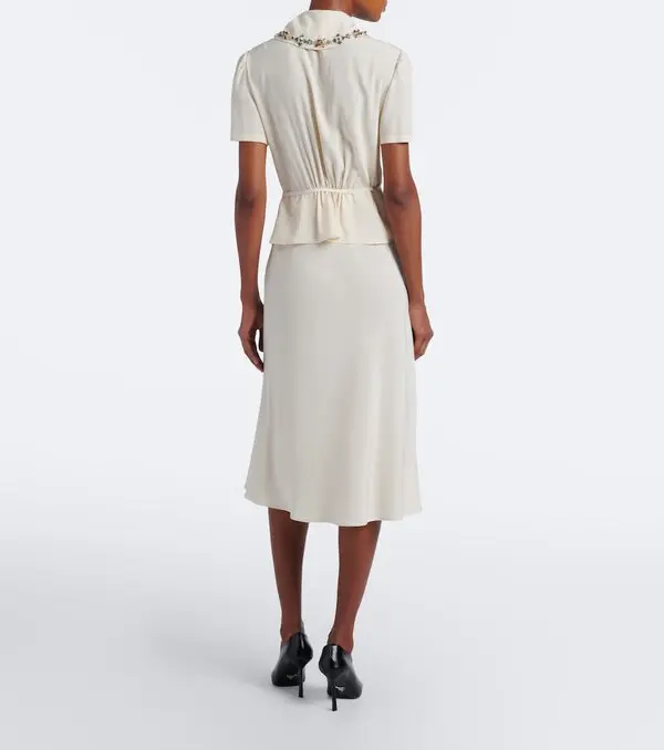 Prada Embellished Silk Crêpe Midi Dress