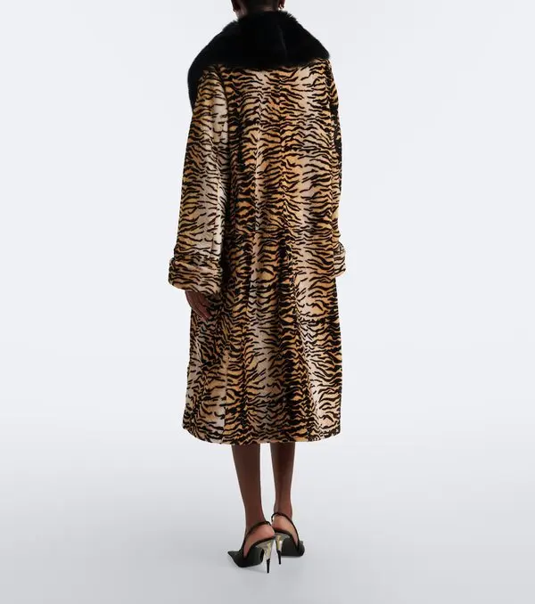 Nour Hammour Nina Tiger-print Shearling Coat