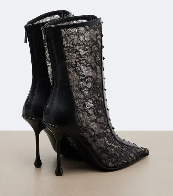 JIMMY CHOO Scarlett Leather-trimmed Lace Ankle Boots